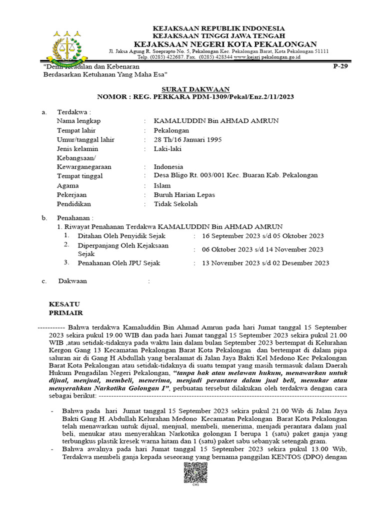 PN PKL 2023 PidSus 296 Dakwaan 1700509274 | PDF