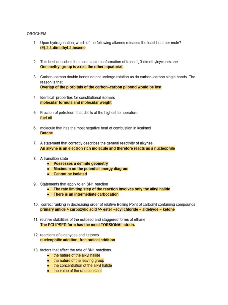 ORGCHEM Concepts | PDF | Alkane | Conformational Isomerism