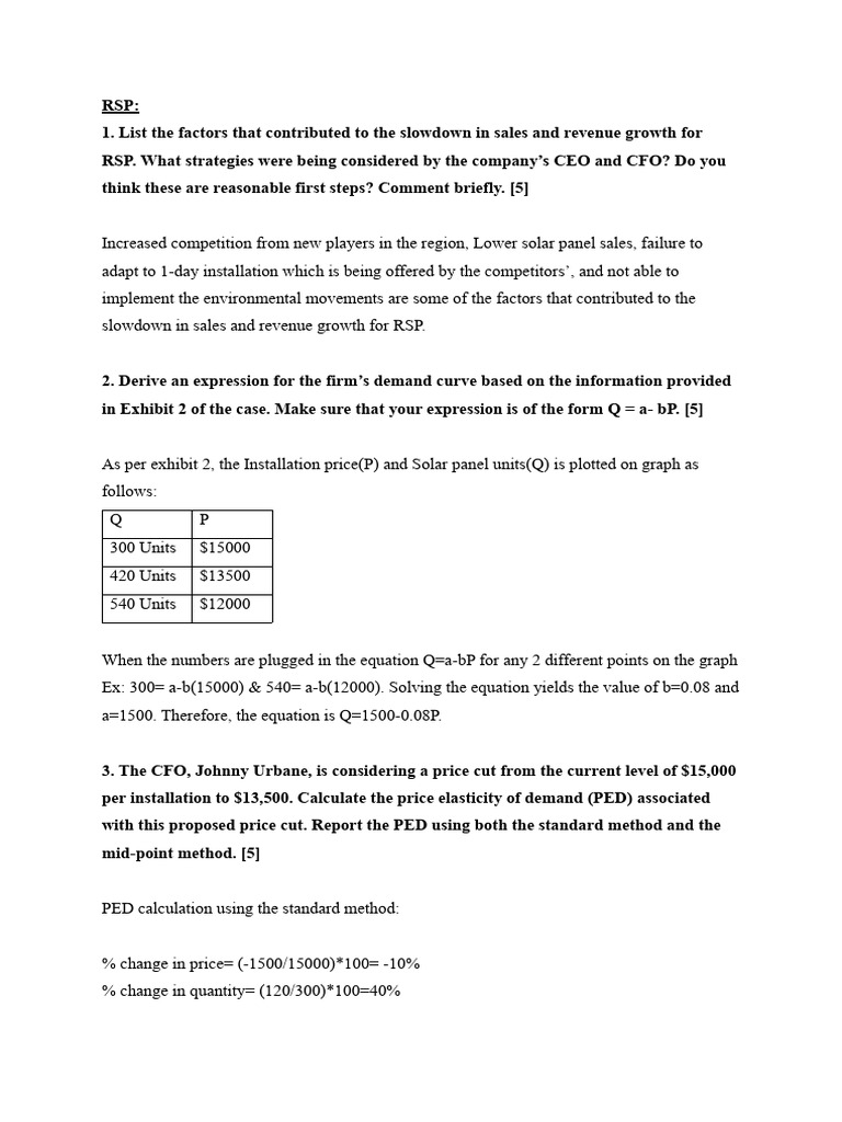 RSP Analysis | PDF | Demand | Price Elasticity Of Demand