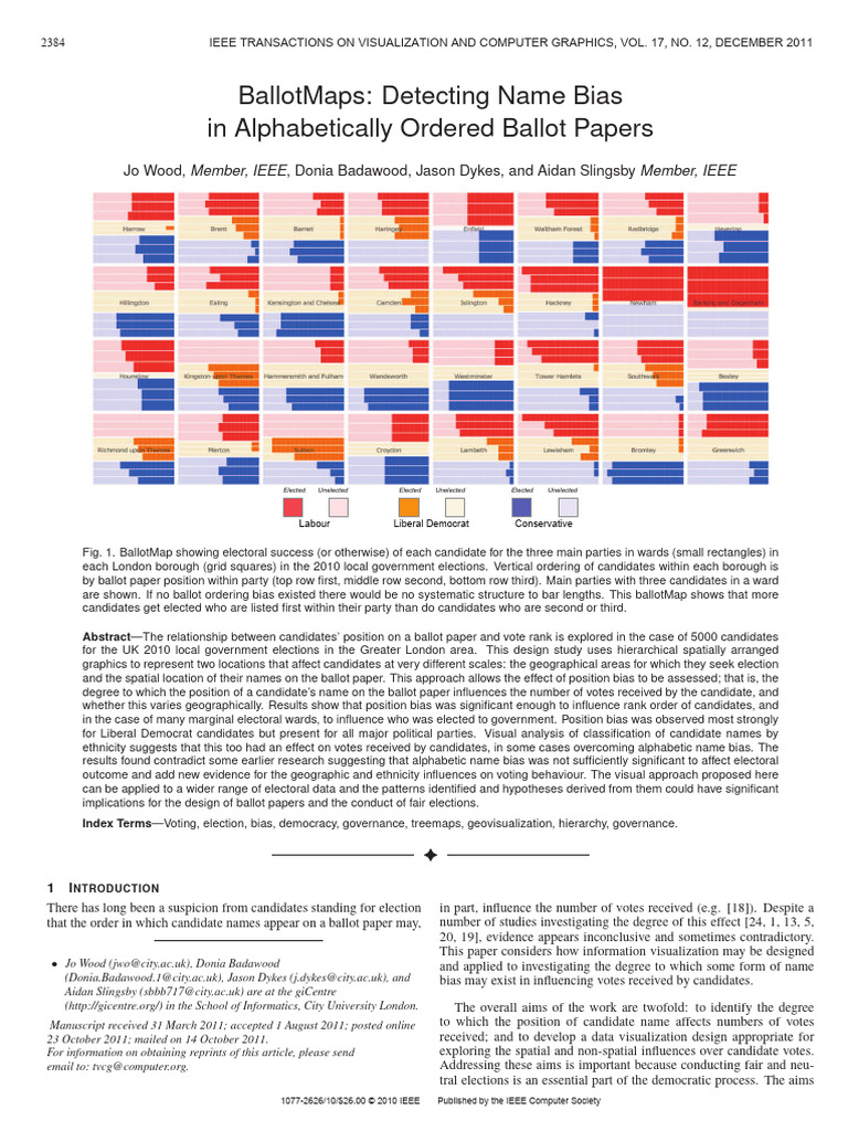 BallotMaps Detecting Name Bias in Alphabetically Ordered Ballot Papers | PDF | Voting | Elections