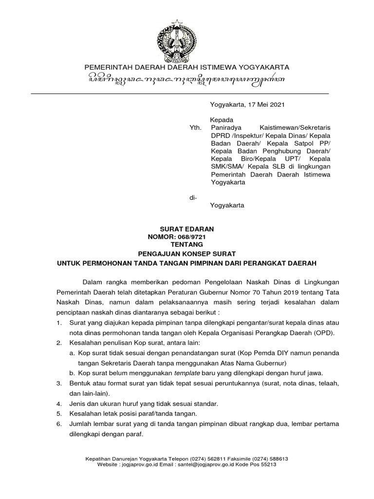 SE Pengajuan Konsep Surat Permohonan Pimpinan Perangkat Daerah | PDF