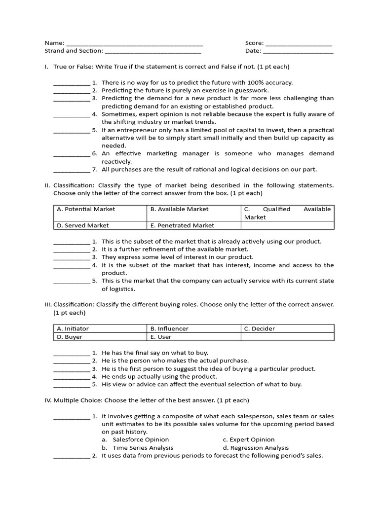Quiz Pdf Behavior Sales
