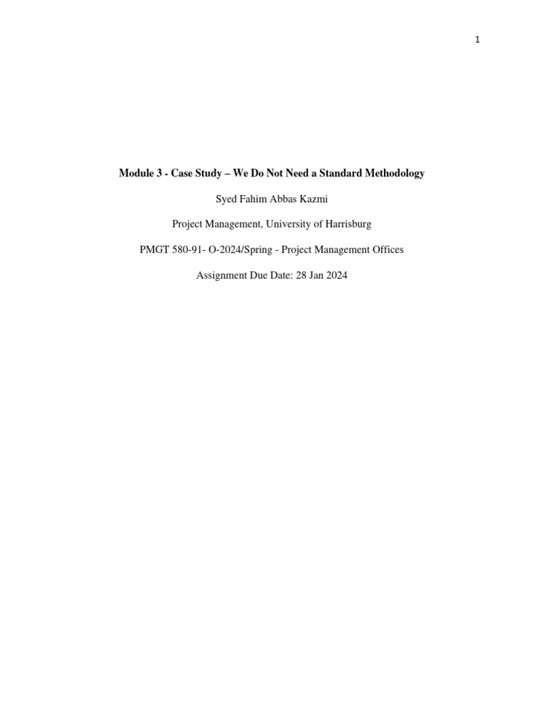 Module 3 - Case Study - We Do Not Need A Standard Methodology | Download Free PDF | Methodology ...