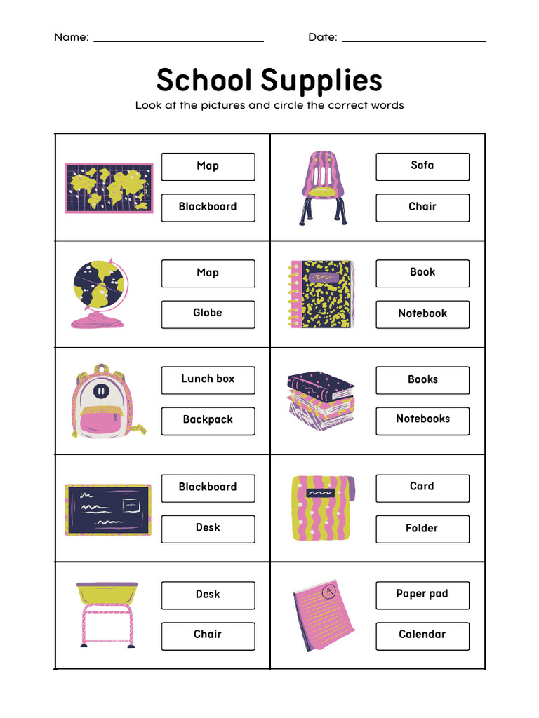 Back To School Worksheet | PDF | Laptop