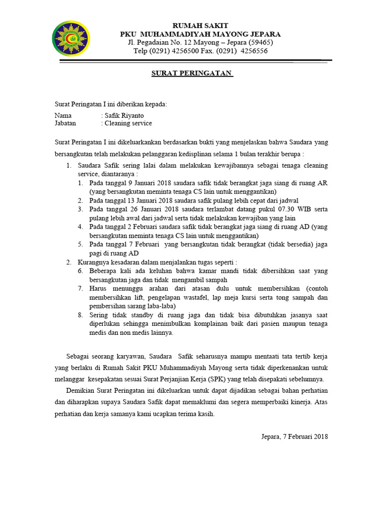 Surat Peringatan CS | PDF