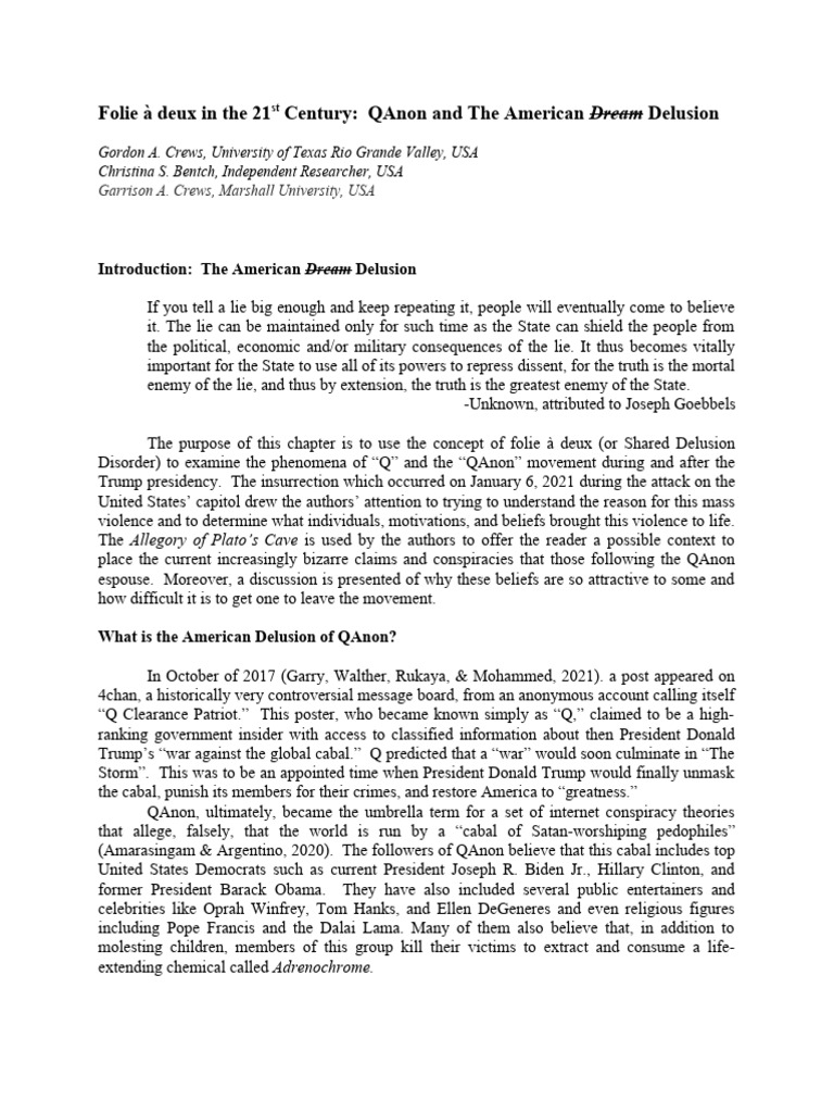 QAnon: Shared Delusion and Reality | PDF | Mental Health | Psychology