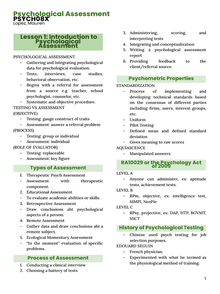 Overview of Psychological Assessment | PDF