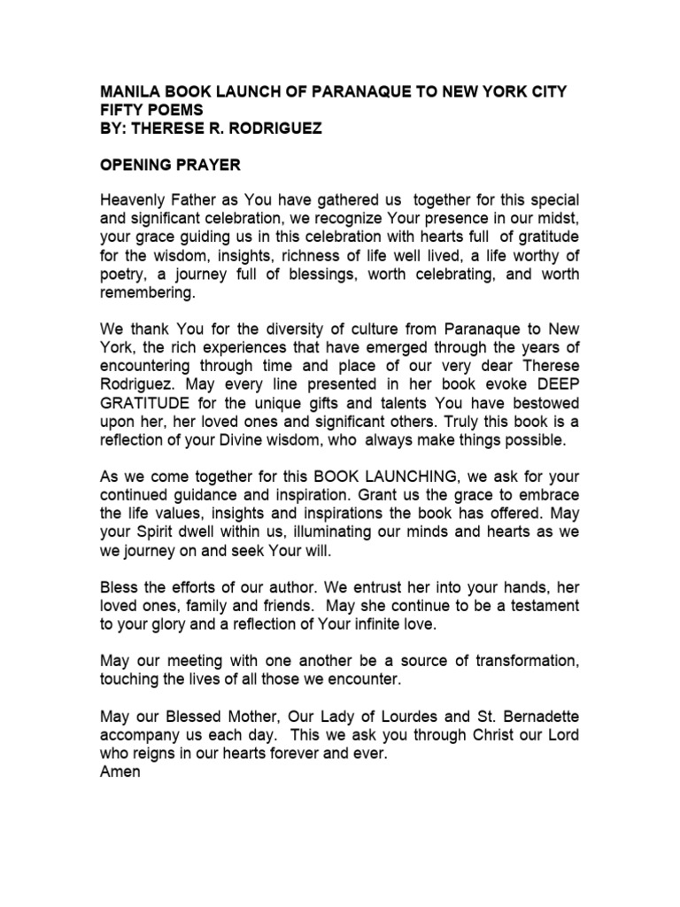 Book Launching Paranaque To New York City | PDF