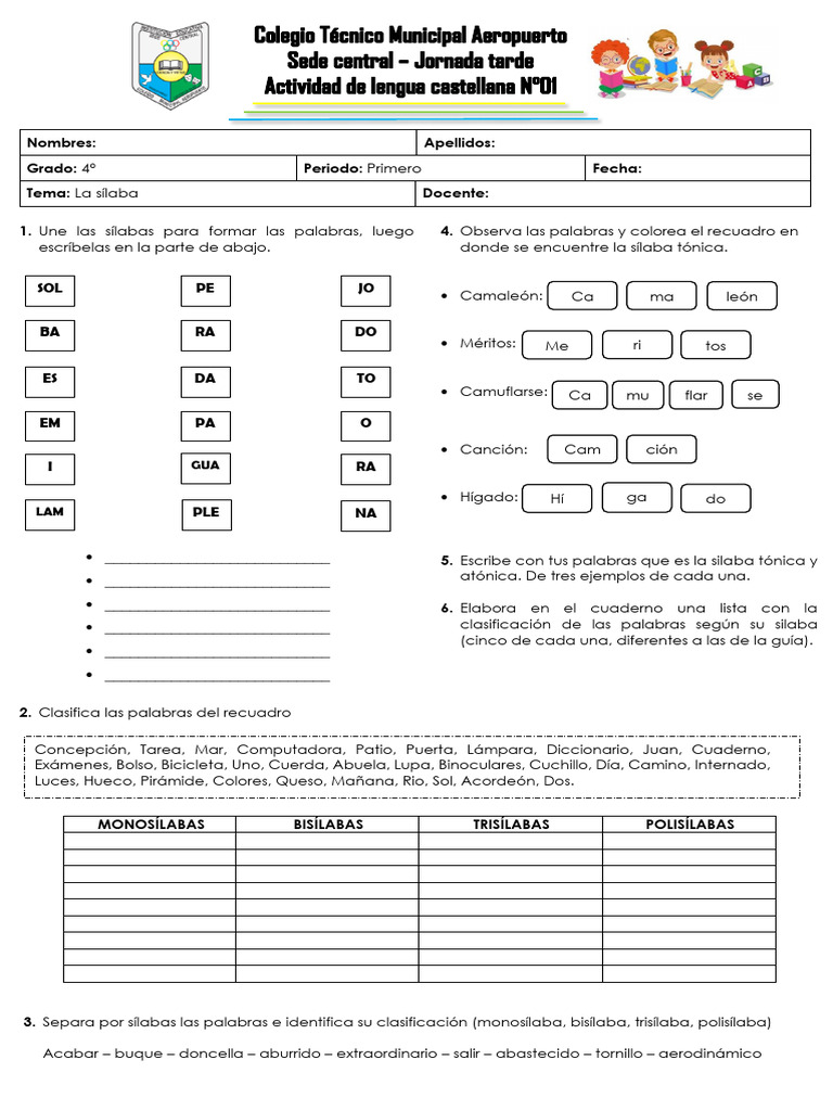 GUIA N°01 - La Sílaba | PDF | Fonética | Fonología