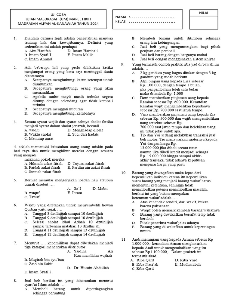 Uji Conba Ujian Kelas Xii | PDF