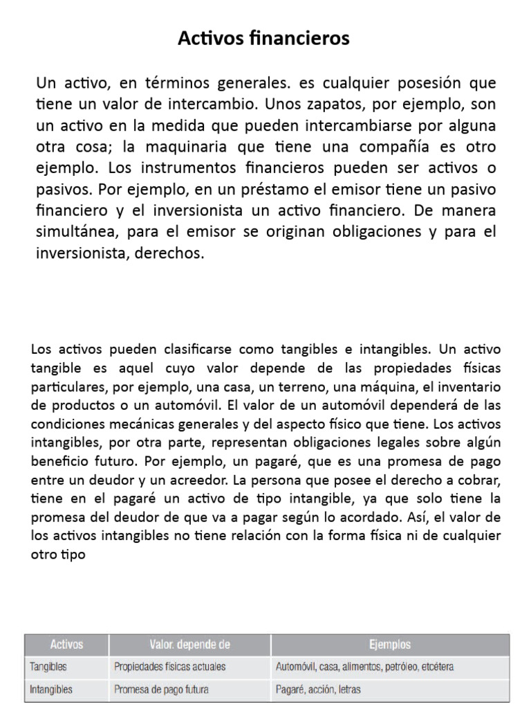 Activos Financieros: Tipos y Ejemplos | PDF | Compartir (Finanzas ...