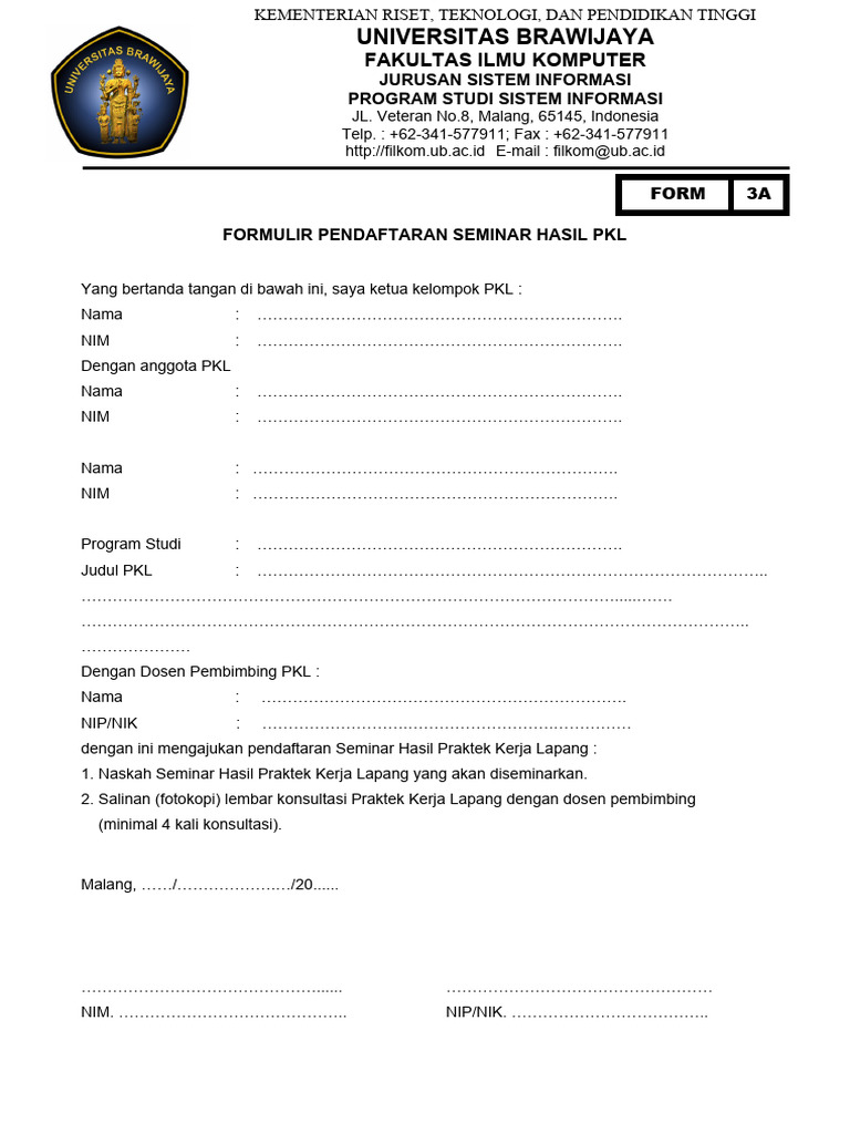 PKL Form 3A - F | PDF | Komputer