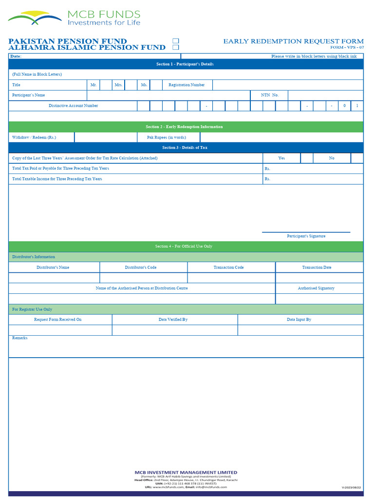 MCB Redemption Form Updated 2023 | PDF | Taxes | Personal Finance