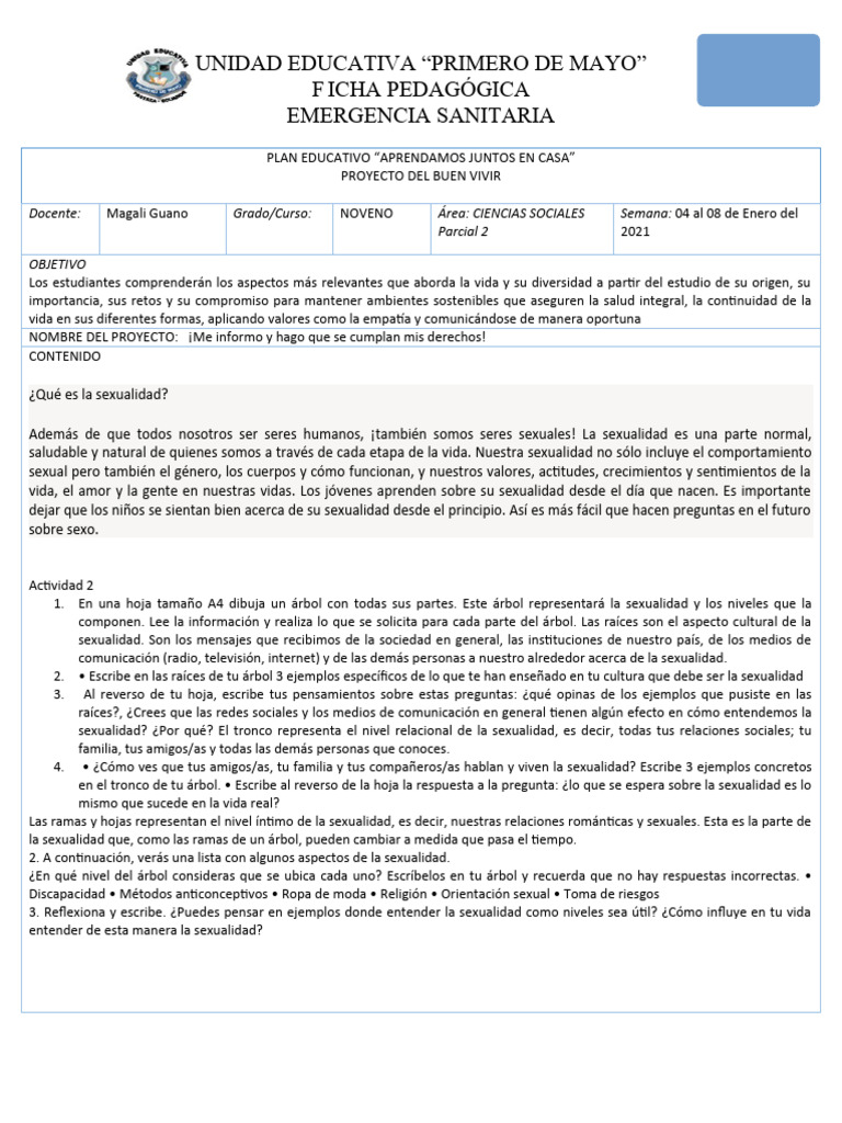 Plan Educativo-Proyt. - Buen Vivir-9no | PDF