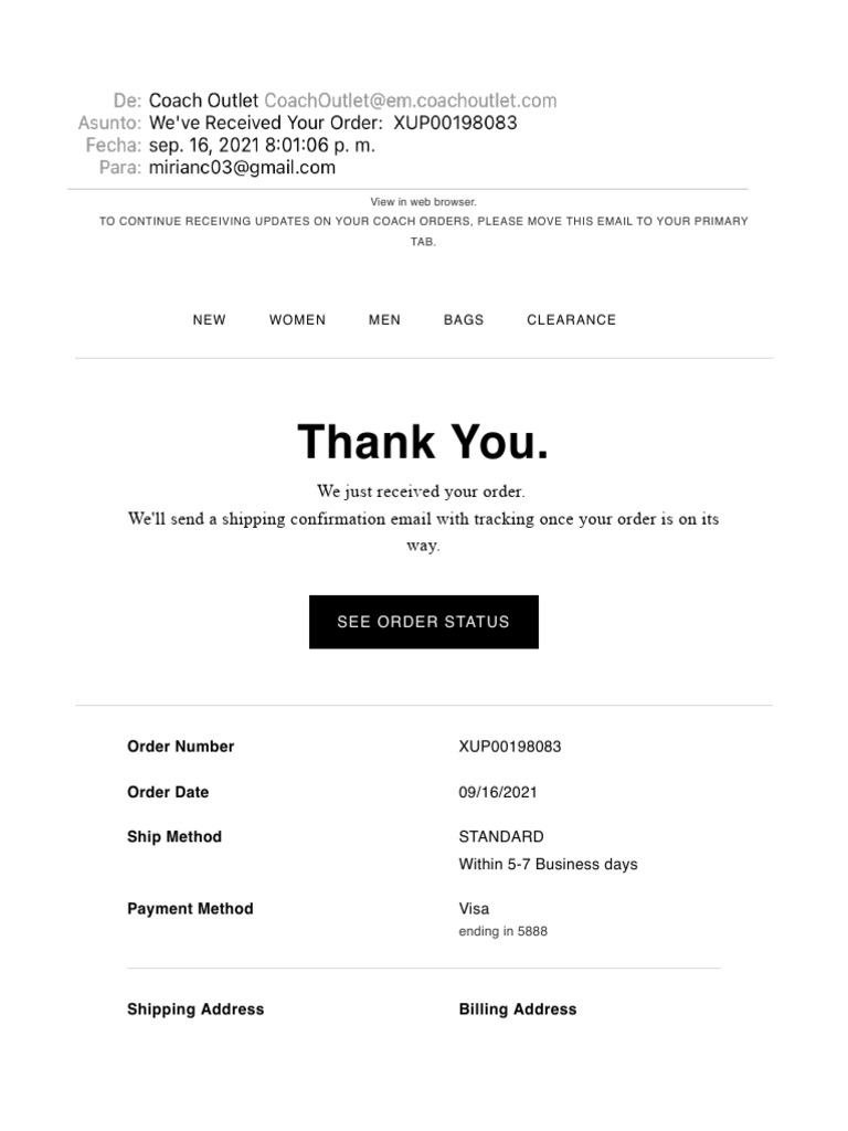 We'Ve Received Your Order XUP00198083 | PDF