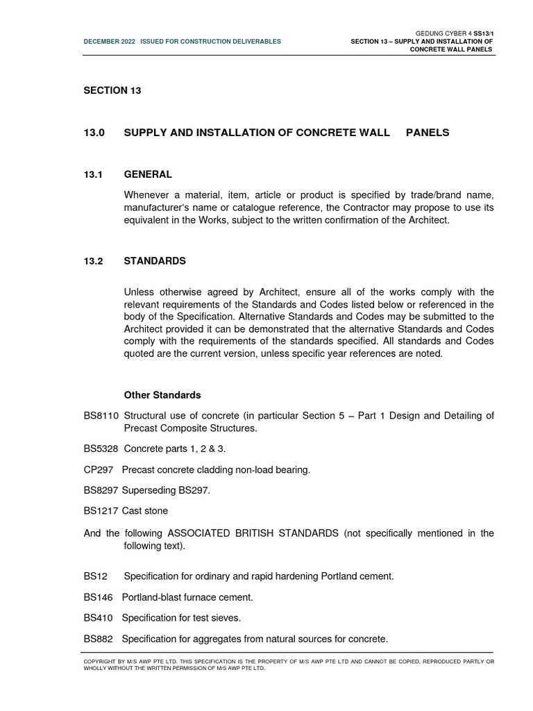 SS013 - Concrete Wall Panels | PDF | Concrete | Wall