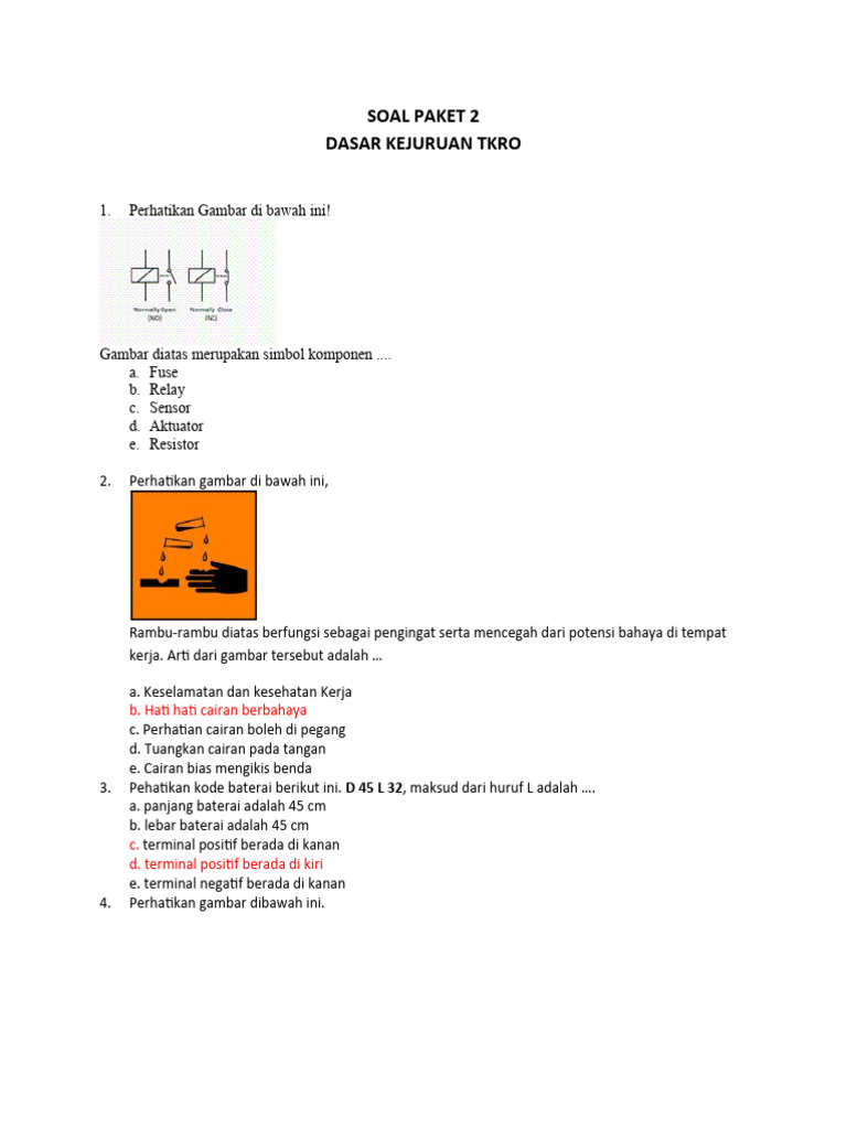 Soal Produktif Dasar Tkro Paket 2 | PDF