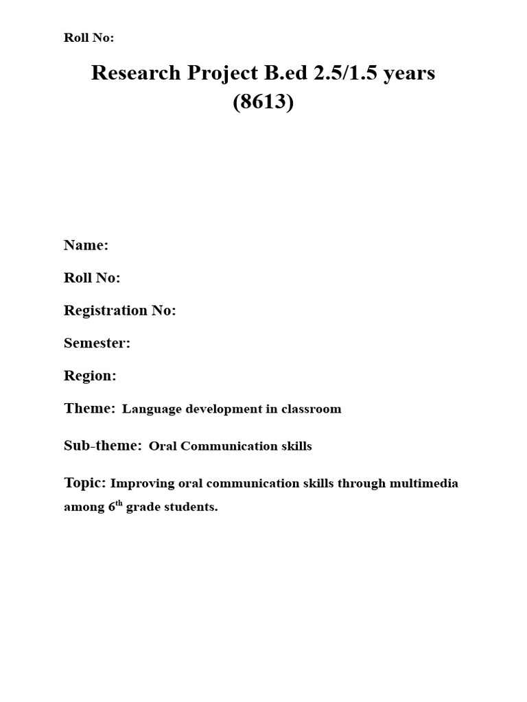 8613 Project... Improving Oral Communication Skills Through Group ...