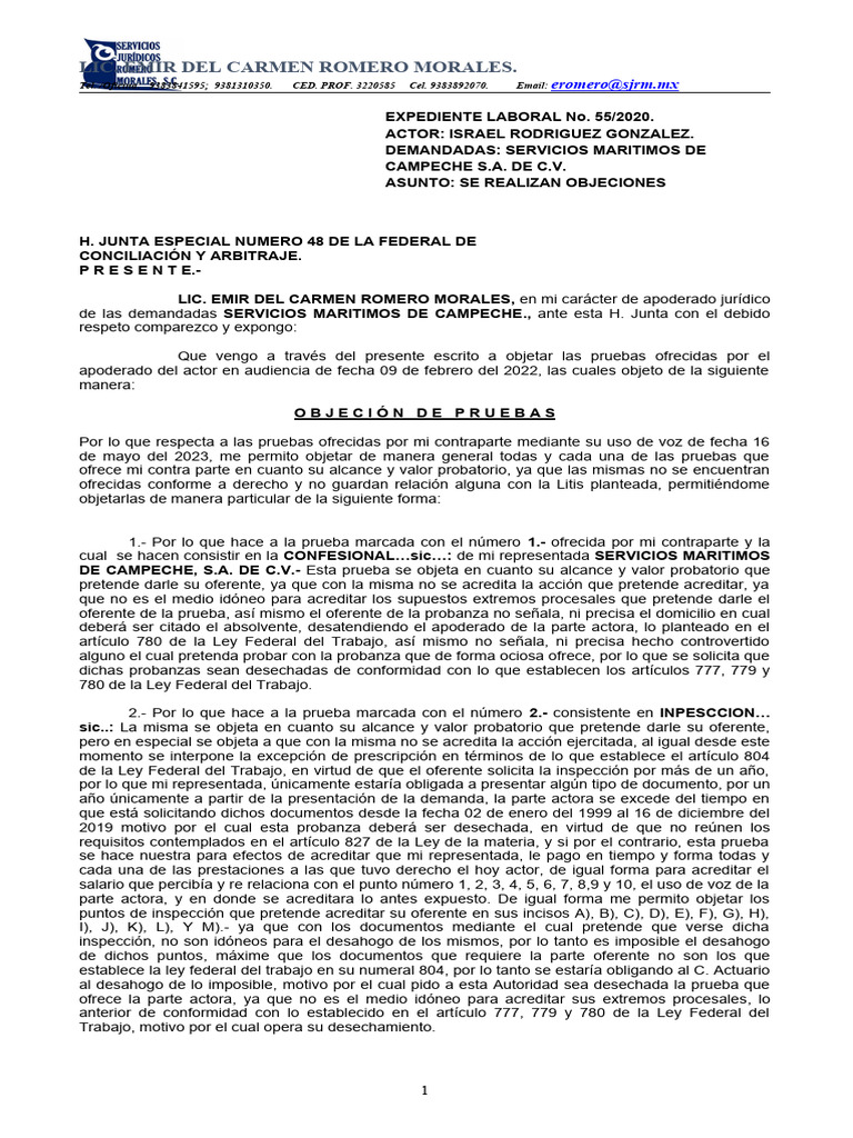 Objetar Pruebas. Una Sola Empresa | PDF