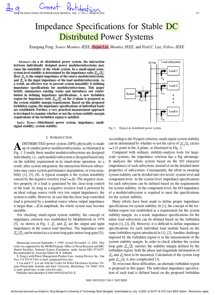 Impedance Specifications For Stable DC Distributed Power Systems | PDF