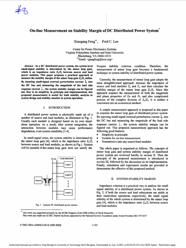 On-Line Measurement On Stability Margin of DC Distributed Power System | PDF
