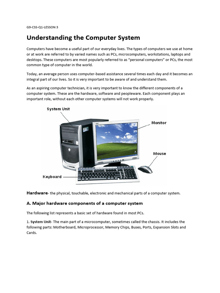 G9 CSS Q1 LESSON 3 UCS Major Hardware Components | PDF | Computer Data Storage | Solid State Drive