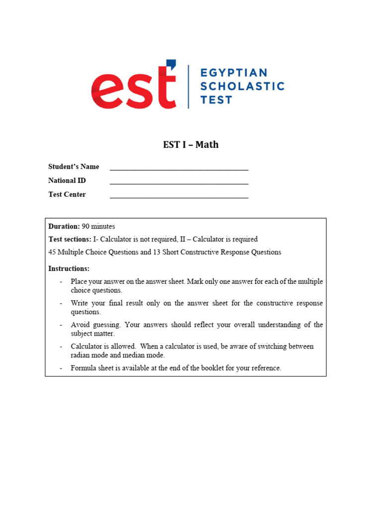 EST I - Math - May 2021 | PDF | Acceleration | Velocity