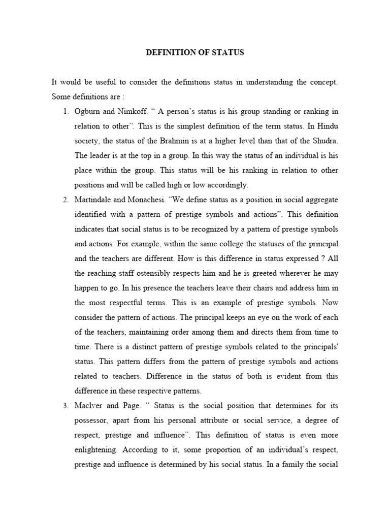 Definition and Determination of Status | PDF | Social Status | Symbols