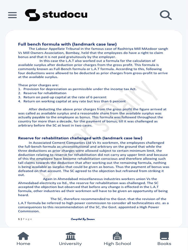 Full Bench Formula and Reserve For Rehabilitation - 1 P A G e Compiled ...