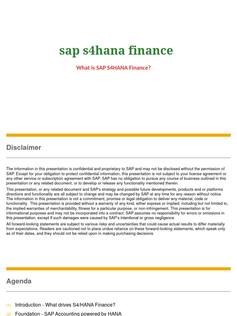 SAP S4HANA Finance Overview | PDF