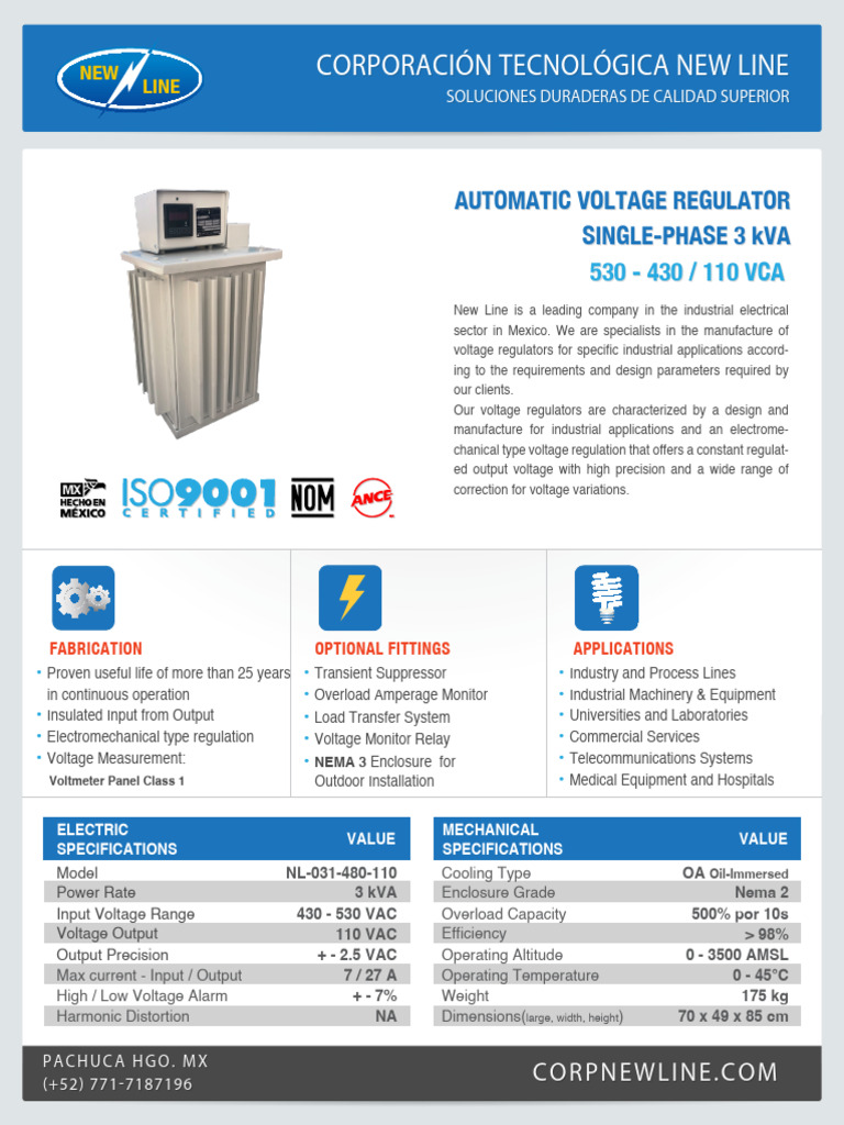 3 kVA Automatic Voltage Regulator | PDF | Voltage | Alternating Current