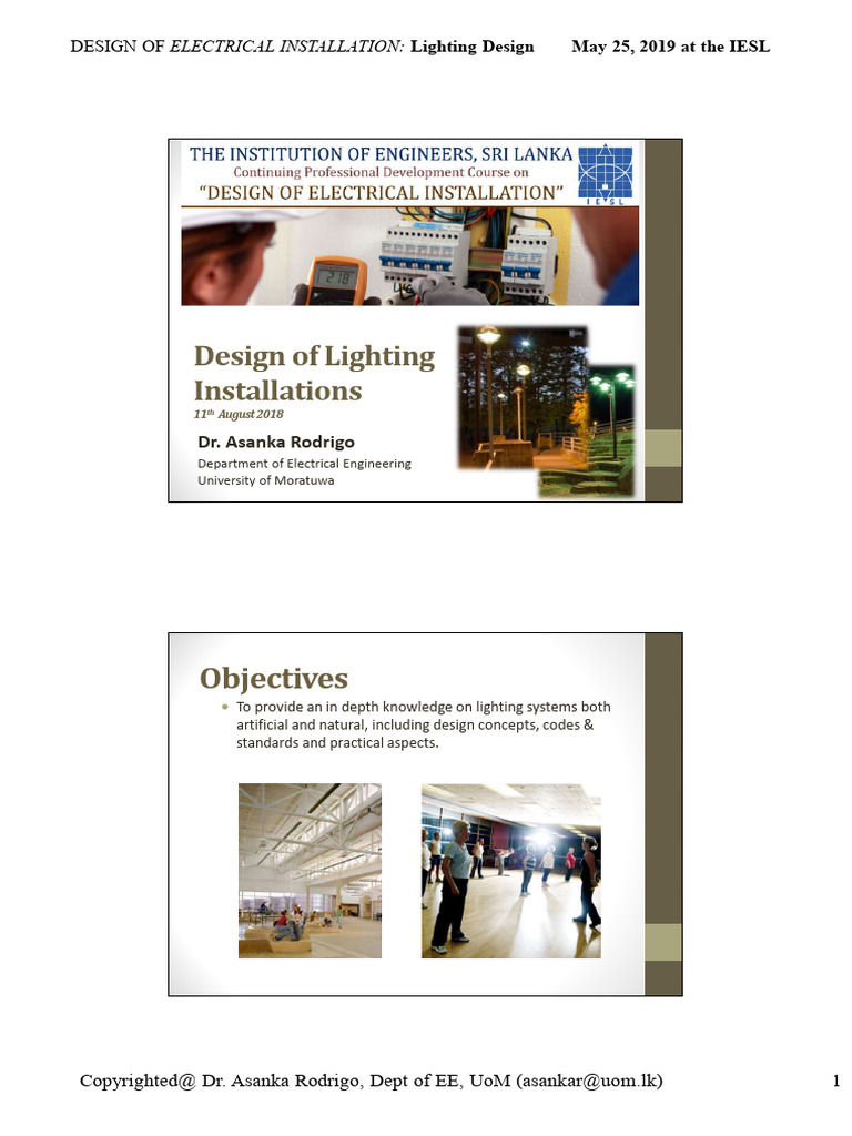 02-Lighting Design IESL 24may2019 | PDF | Fluorescent Lamp | Lighting