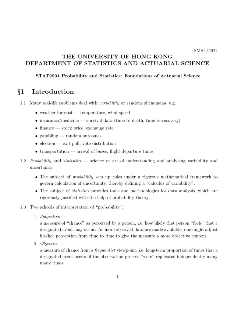 p1-Introduction-p2-Combinatorial Probability | PDF | Probability | Statistics