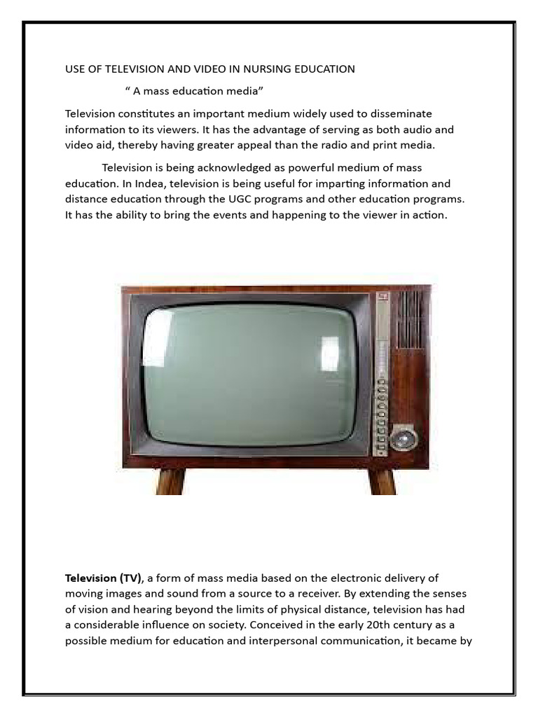 Use of Television and Video in Nursing Education | PDF | Television | Closed Circuit Television
