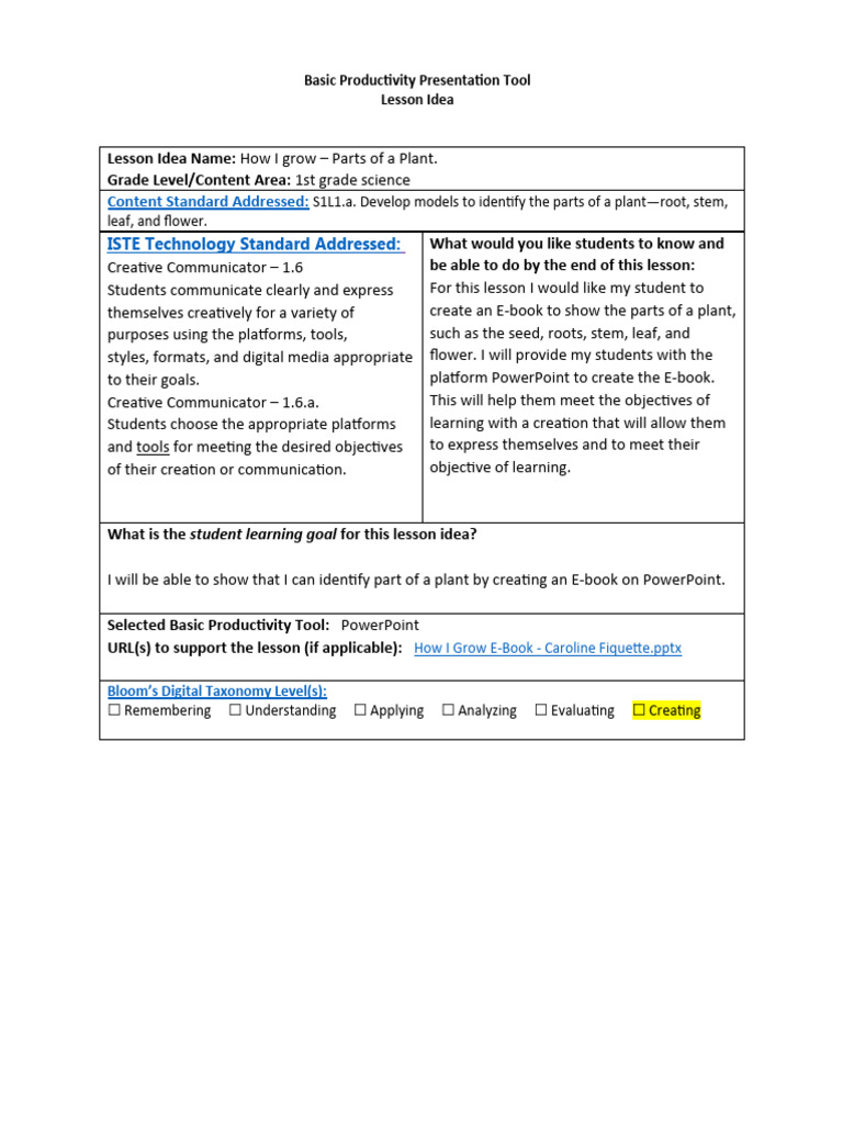 Bpts Basic Productivity Tools Lesson Idea Template - Caroline Fiquette | PDF | Learning ...