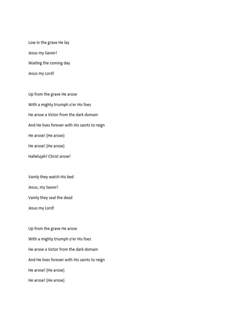 He Arose: Easter Hymn Lyrics | PDF