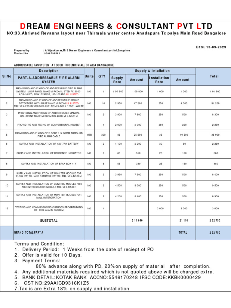 Addressable Fire Alarm System Quote Soch Phoenix Mall of Asia (1) (2 ...