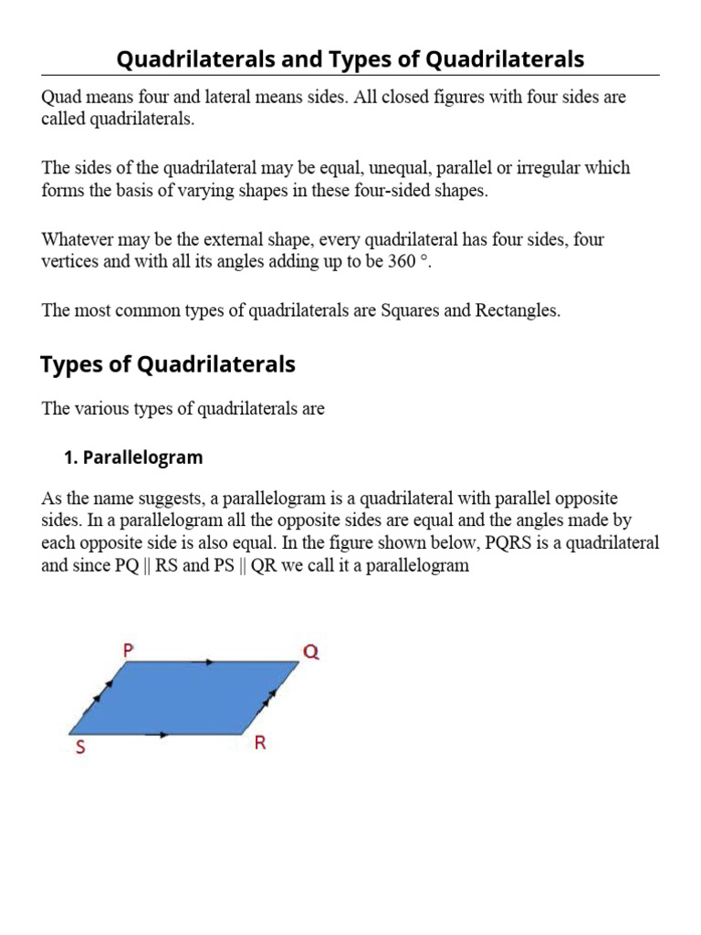 Quadrilaterals and Types of Quadrilaterals | PDF | Rectangle ...