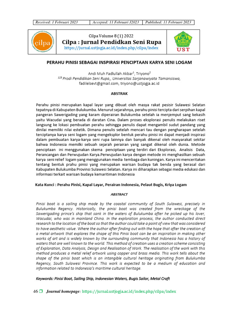 Cilpa Jurnal Pendidikan Seni Rupa Perahu Pinisi Sebagai Inspirasi ...