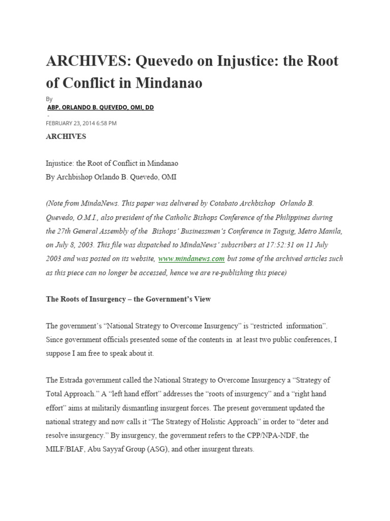Injustice as Mindanao's Conflict Root | PDF