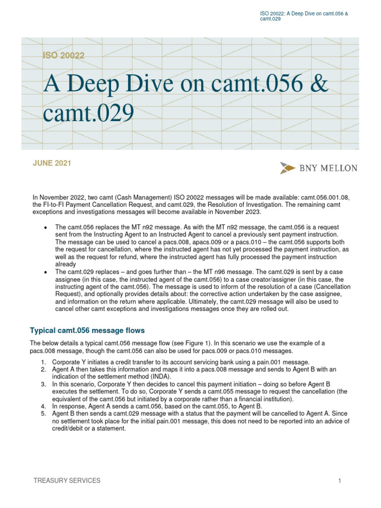Learning Guide 7 - A Deep Dive On Camt.056 and Camt .029 | PDF | Banks ...