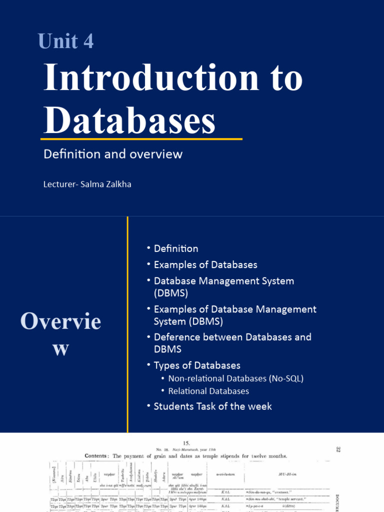 Lecture-1 Introduction To Database - Databeses Overview | PDF ...