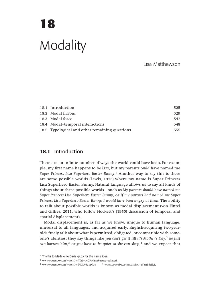 Matthewson (2016) Modality | PDF | Modal Logic | Human Communication
