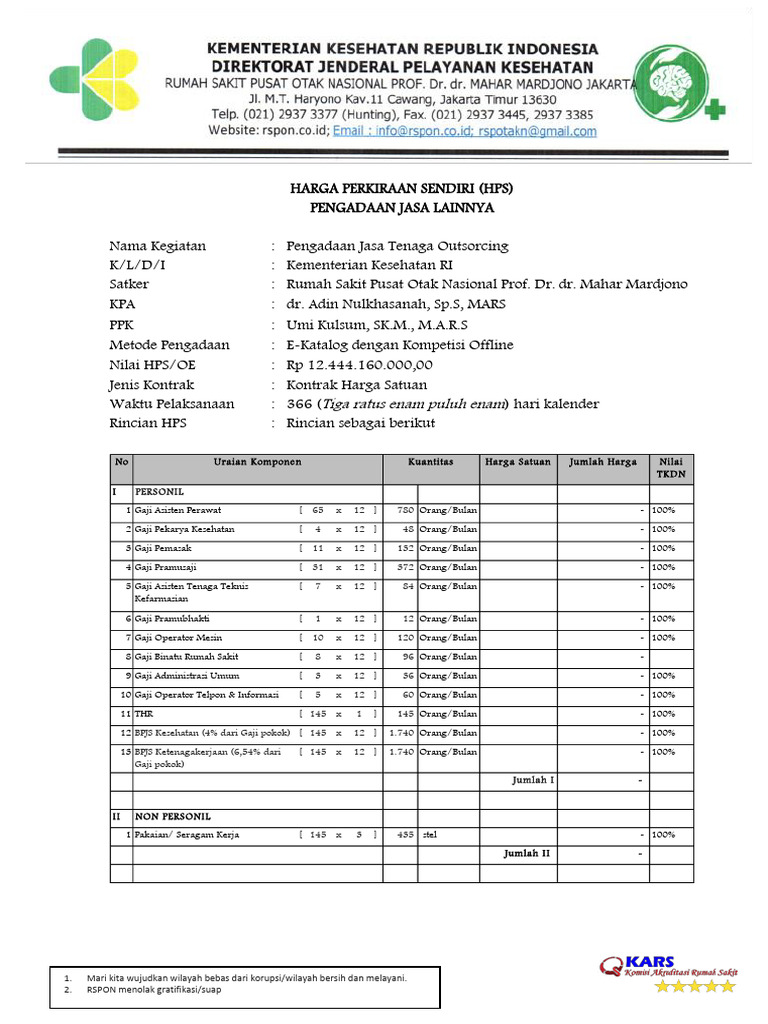 Format HPS, Spek Dan Form Penilaian | PDF