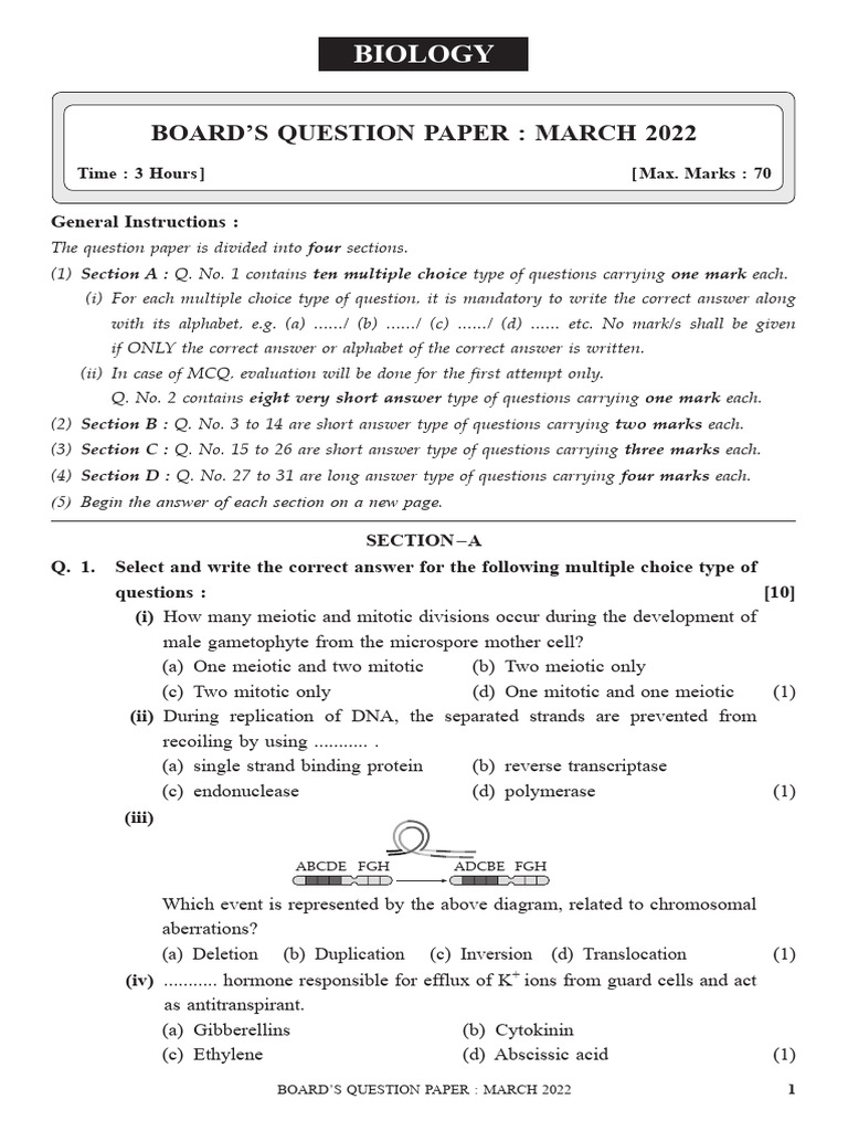 Biology BQP - 2022 | PDF | Menstrual Cycle