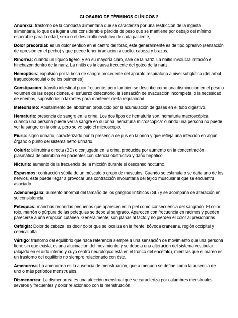 Glosario de Términos Clínicos Esenciales | PDF | Menstruación | Fisiología
