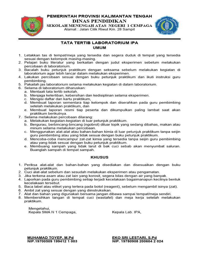 Tata Tertib Lab Ipa | PDF