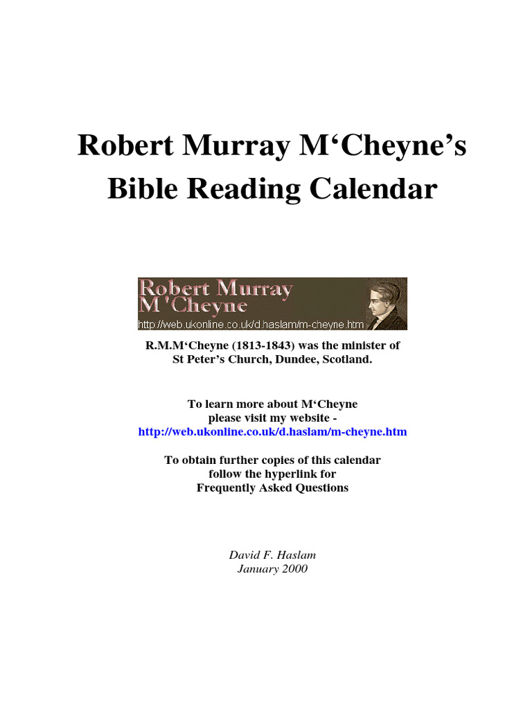 Bible Reading Plan Calendar | PDF | Chapters And Verses Of The Bible ...