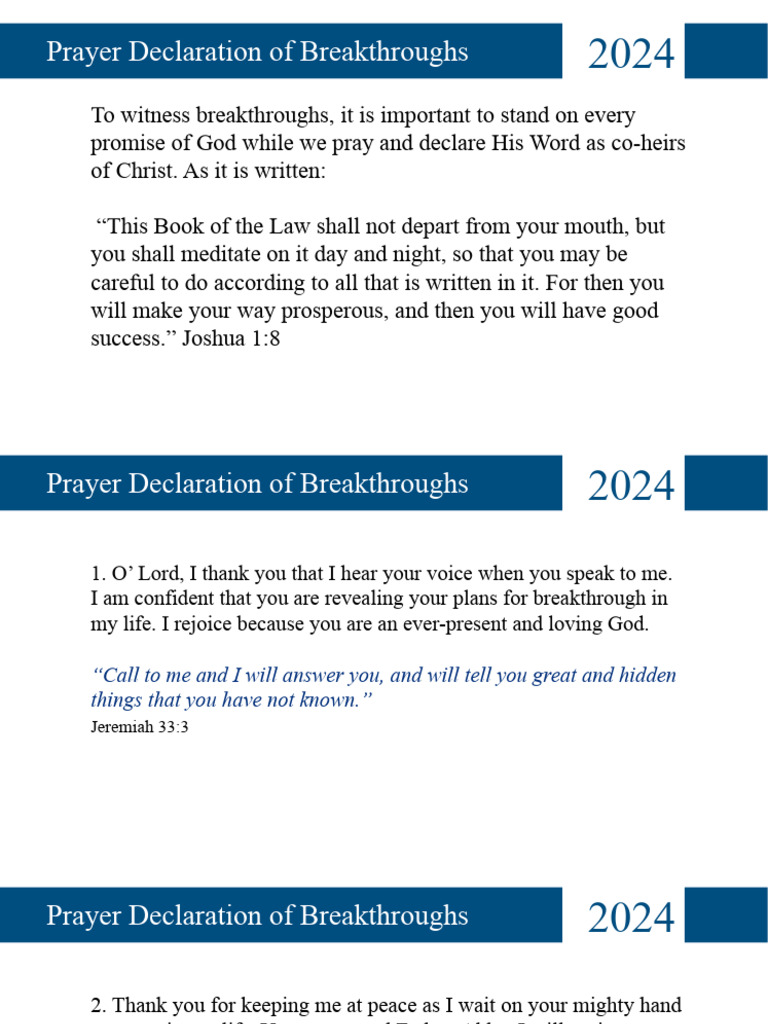 01.21.24 Prayer Declaration of Breakthroughs | PDF | Grace In ...
