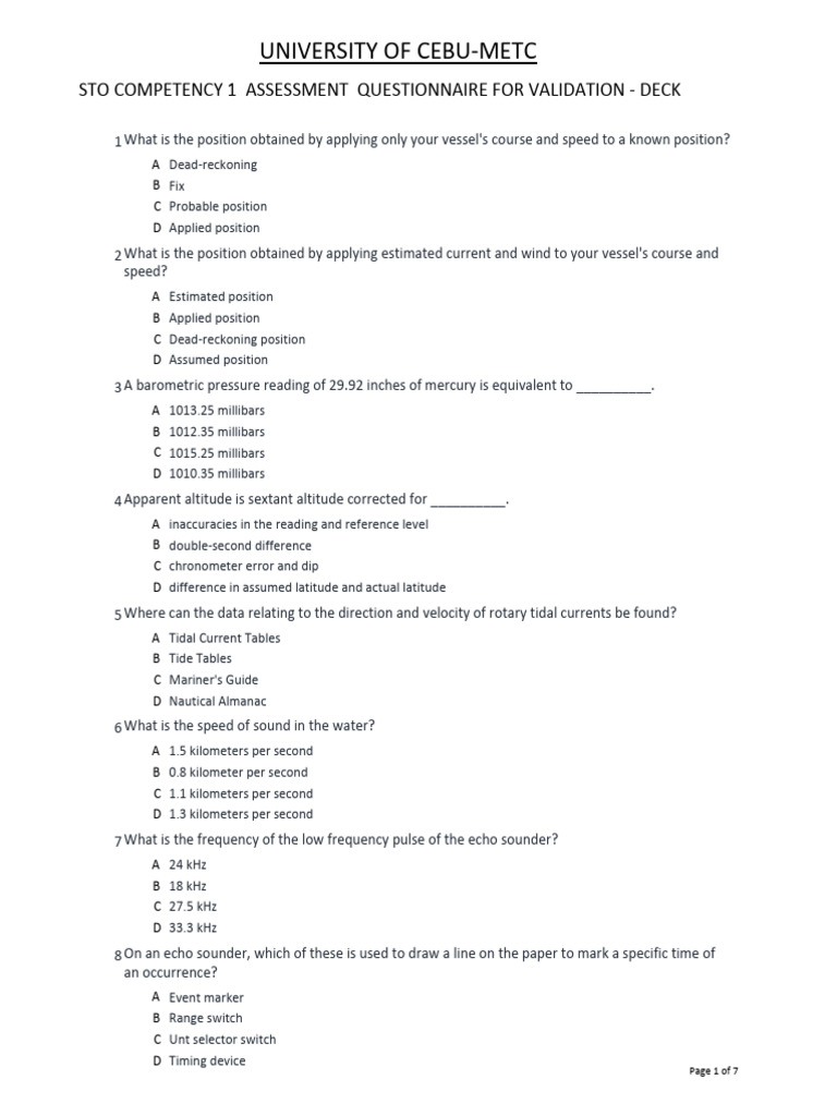 BS Reviewer Competence 1 to 19 | PDF | Radar | Compass